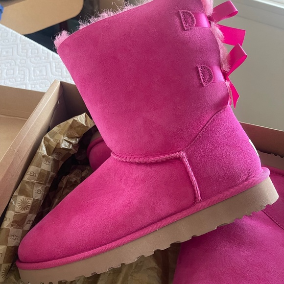 UGG | Shoes | Hot Pink Bailey Bow Uggs Size 1 | Poshmark